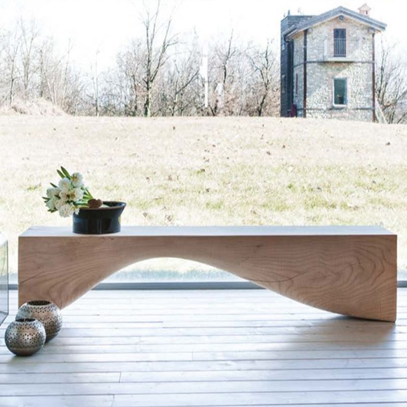 Organic Modern Solid Wood Bench, Sculptural Geometric Entryway Seating ...
