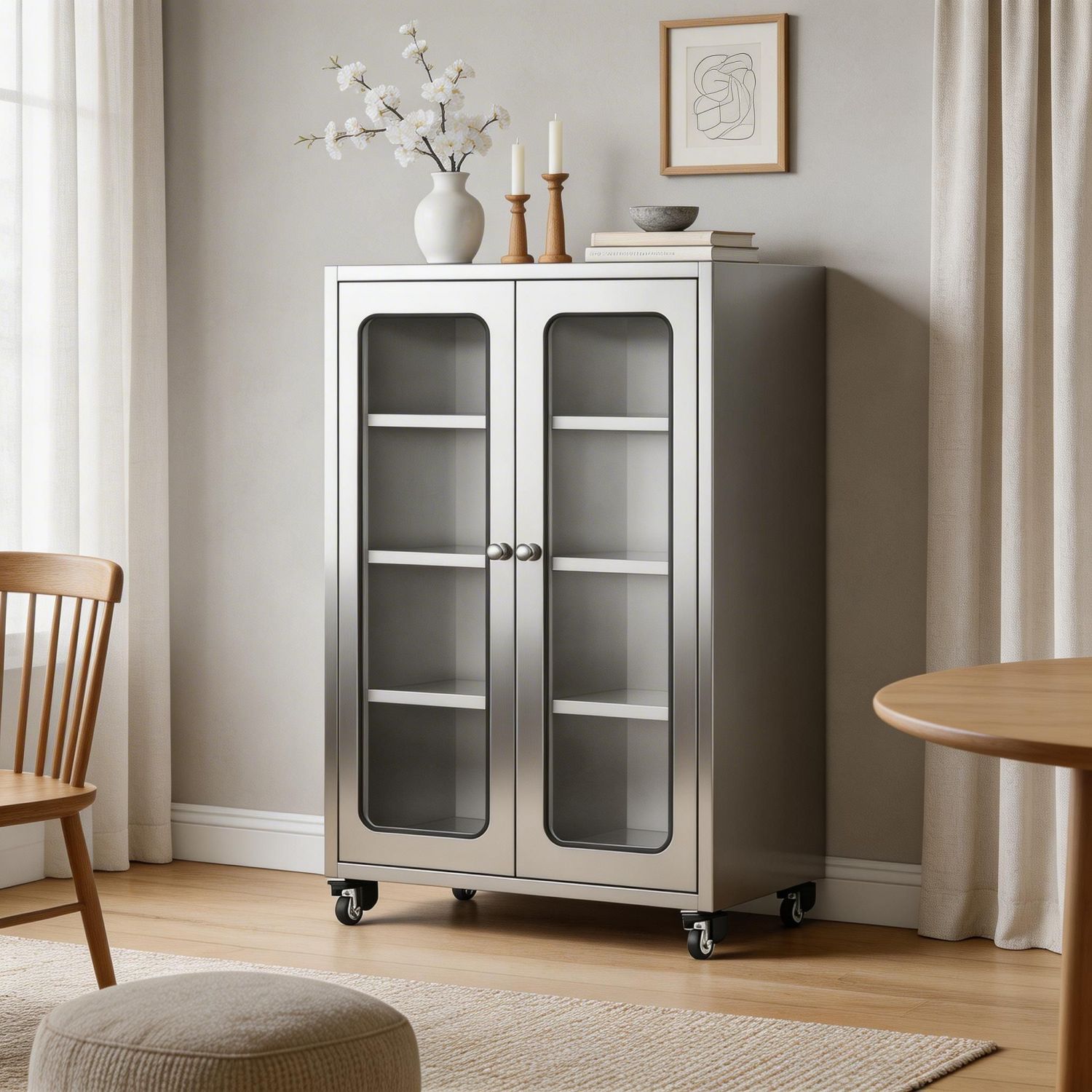 Industrial Stainless Steel Rolling Storage Cabinet - Metal Utility ...