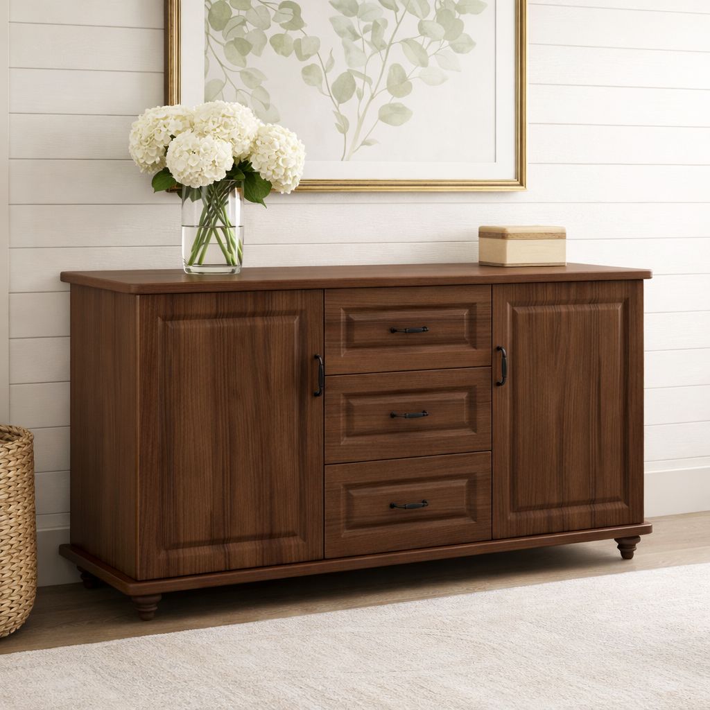 Rustic Storage Sideboard with Drawers and Cabinet Versatile Buffet ...